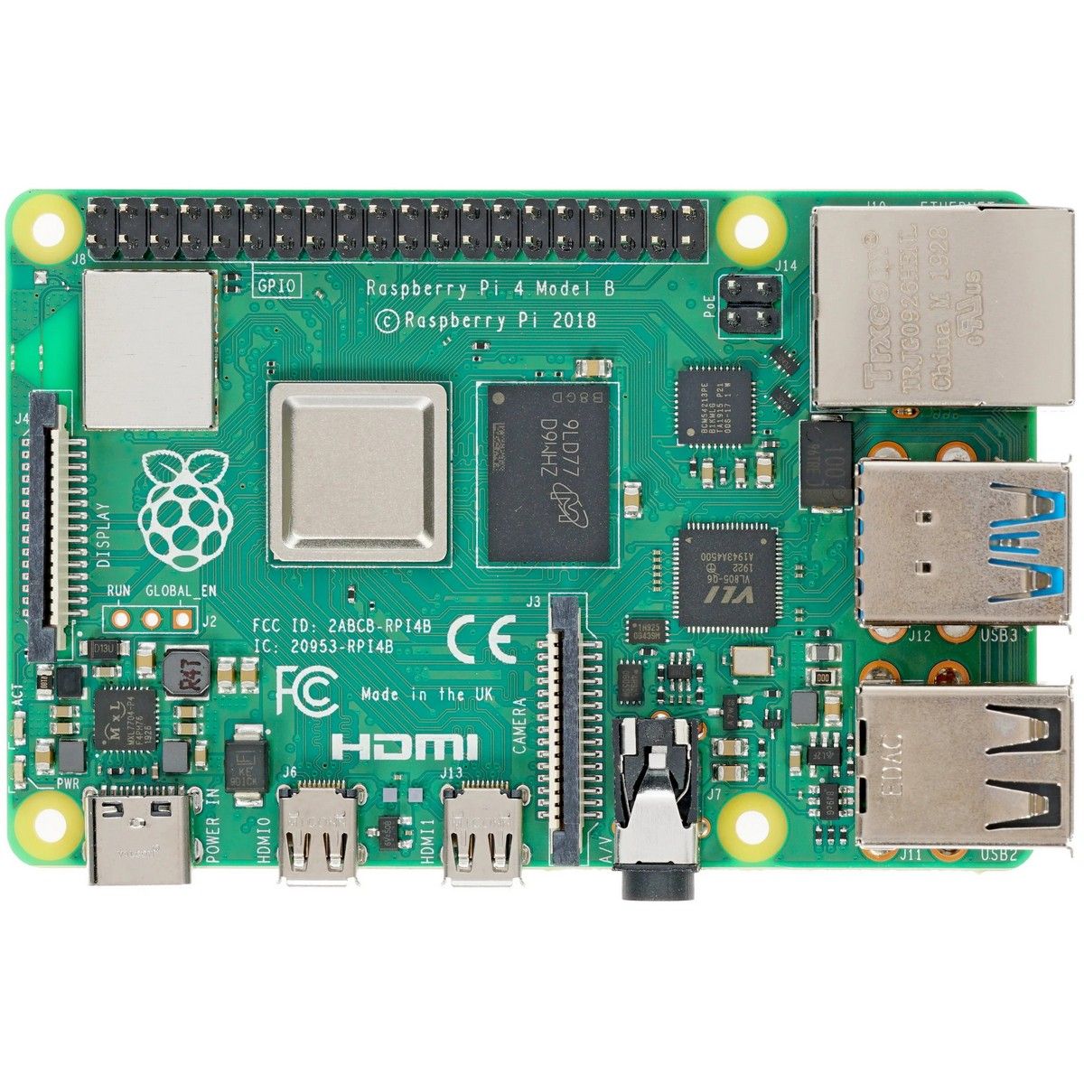 Одноплатный компьютер Raspberry Pi 4 Model B (RA545) Retail, 4GB RAM, Broadcom BCM2711 Quad core ...
